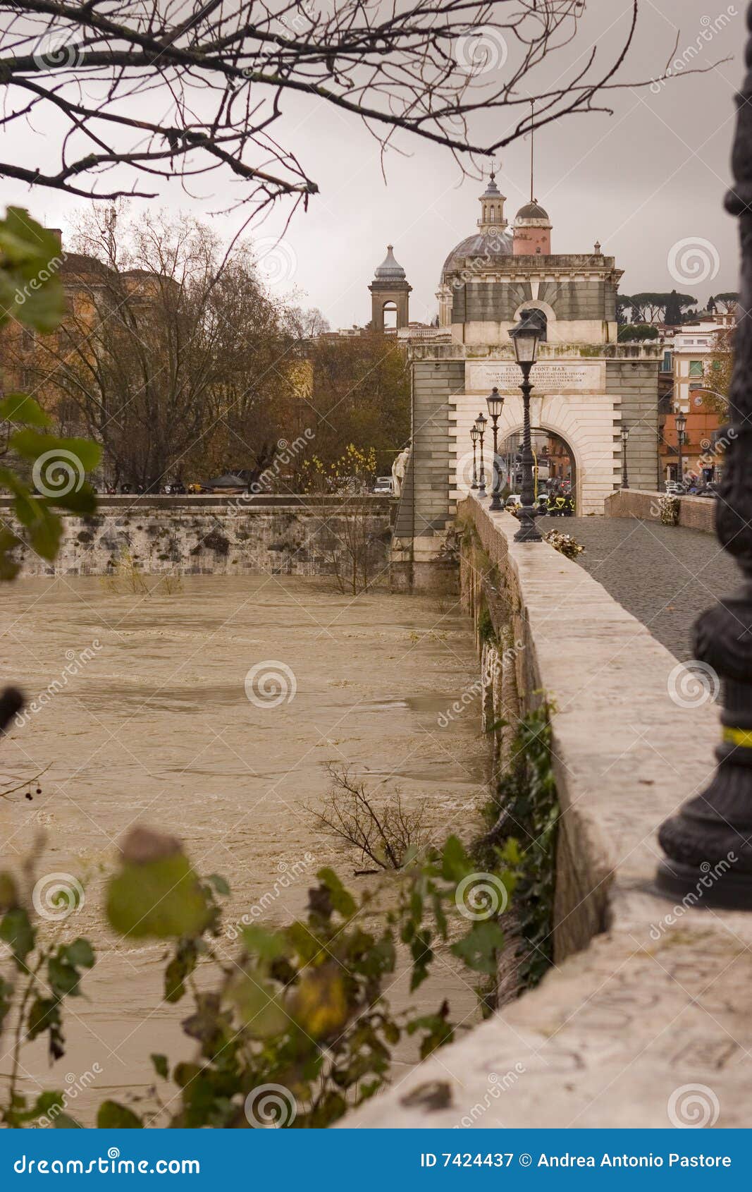 Flood on Rome Ponte Milvio editorial photography. Image of event - 7424437
