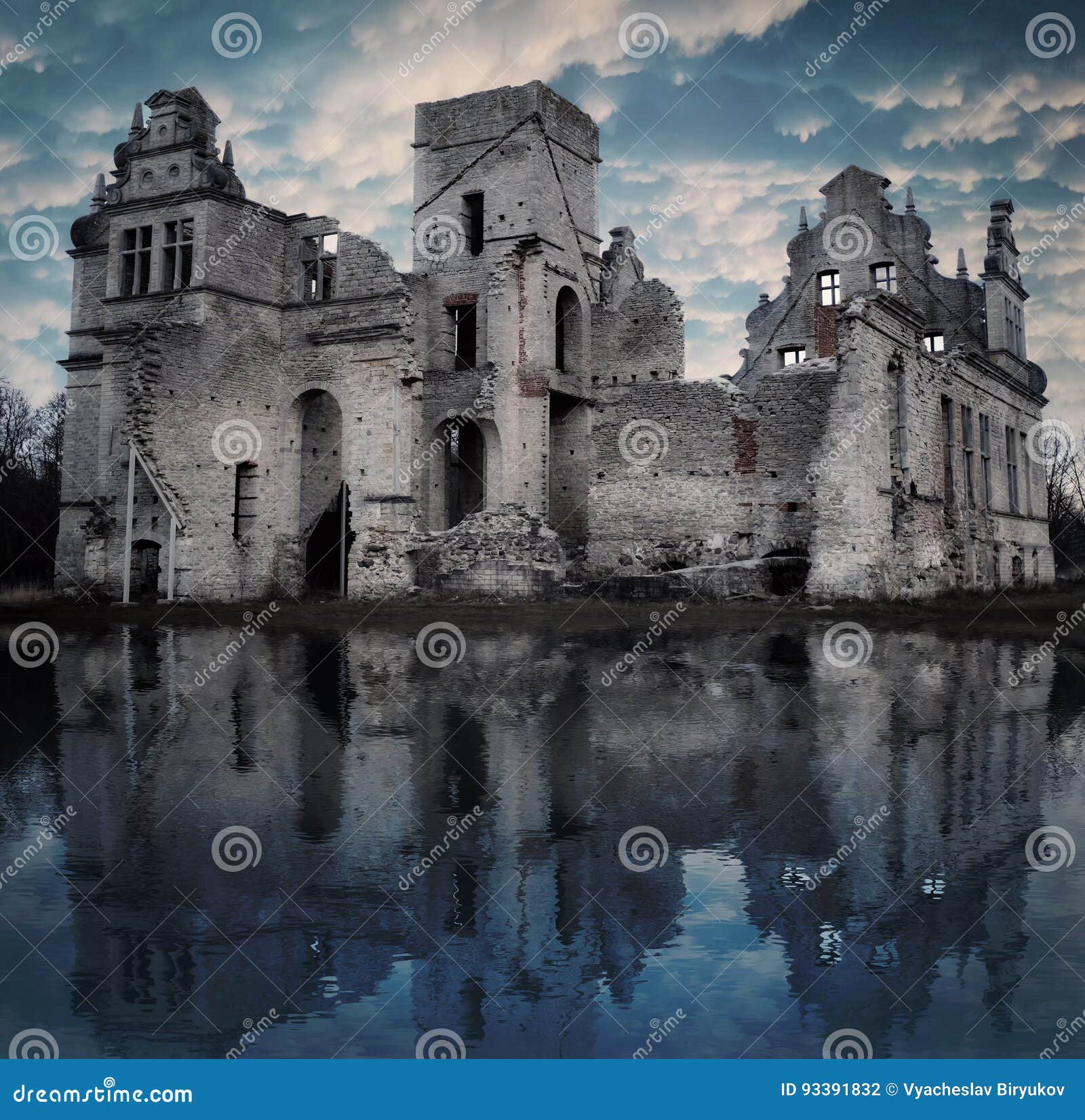 Flood and ruins stock photo. Image of flood, ungru, estonia - 93391832