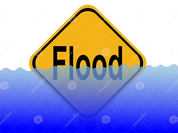 Flood sign with water stock illustration. Illustration of rising - 2728013