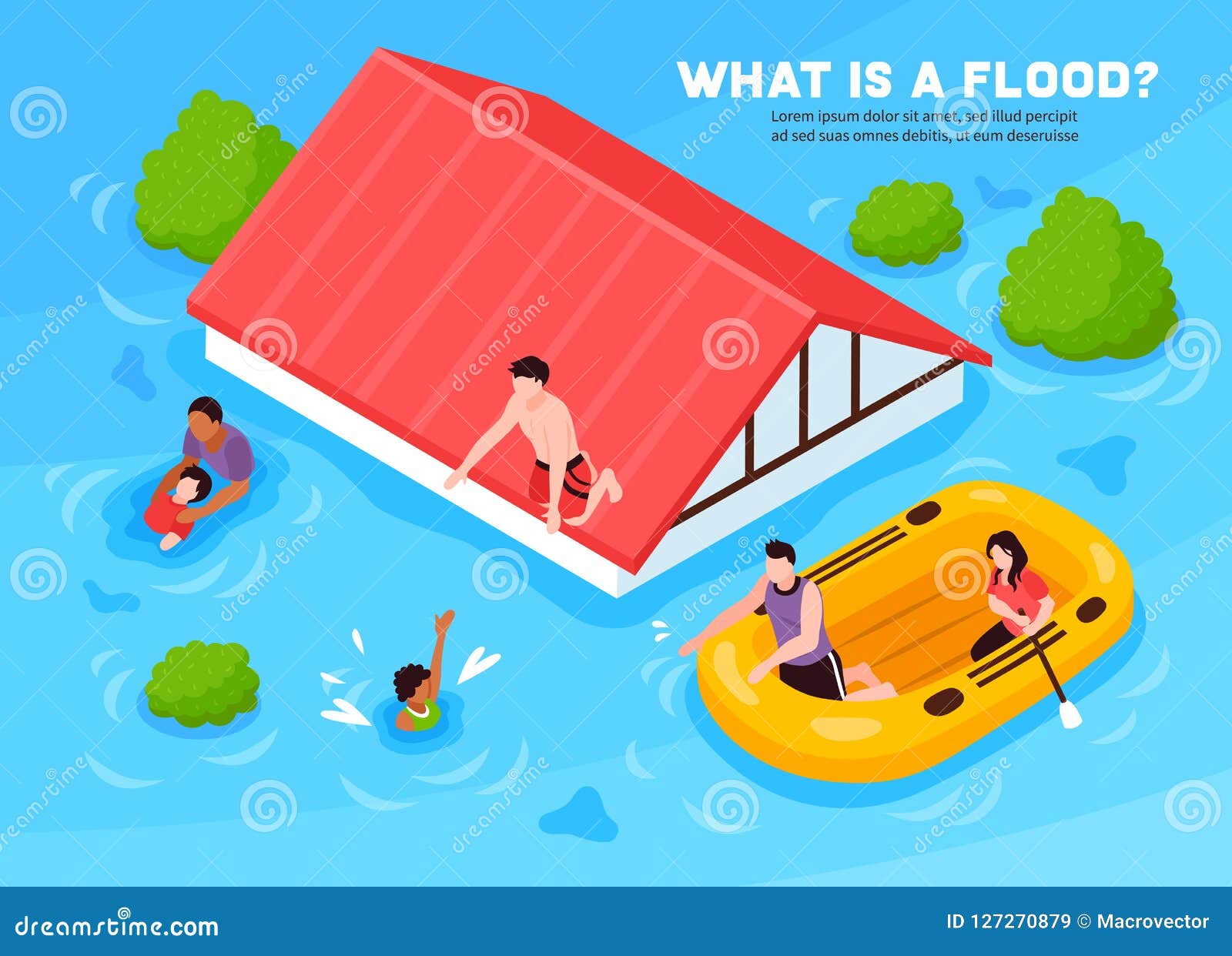 Flood Vector Illustration stock vector. Illustration of nature - 127270879