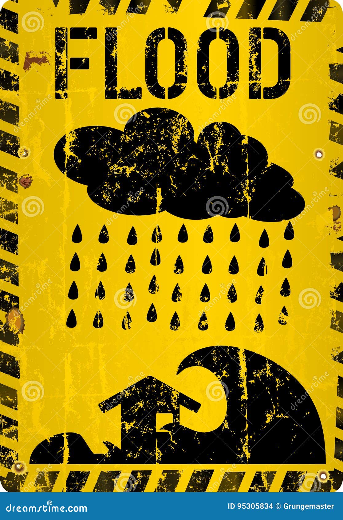 Flood Warning Signs Vector Illustration | CartoonDealer.com #209863574