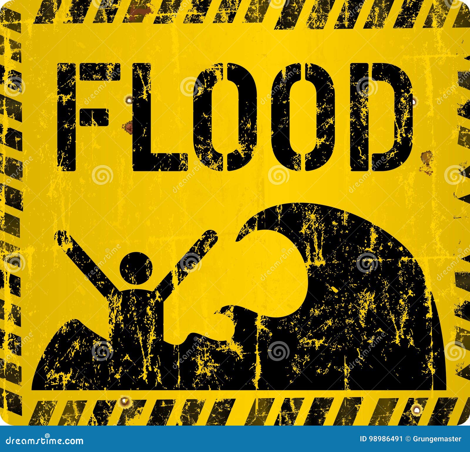 Flood Warning Sign Cartoon Vector | CartoonDealer.com #98986491
