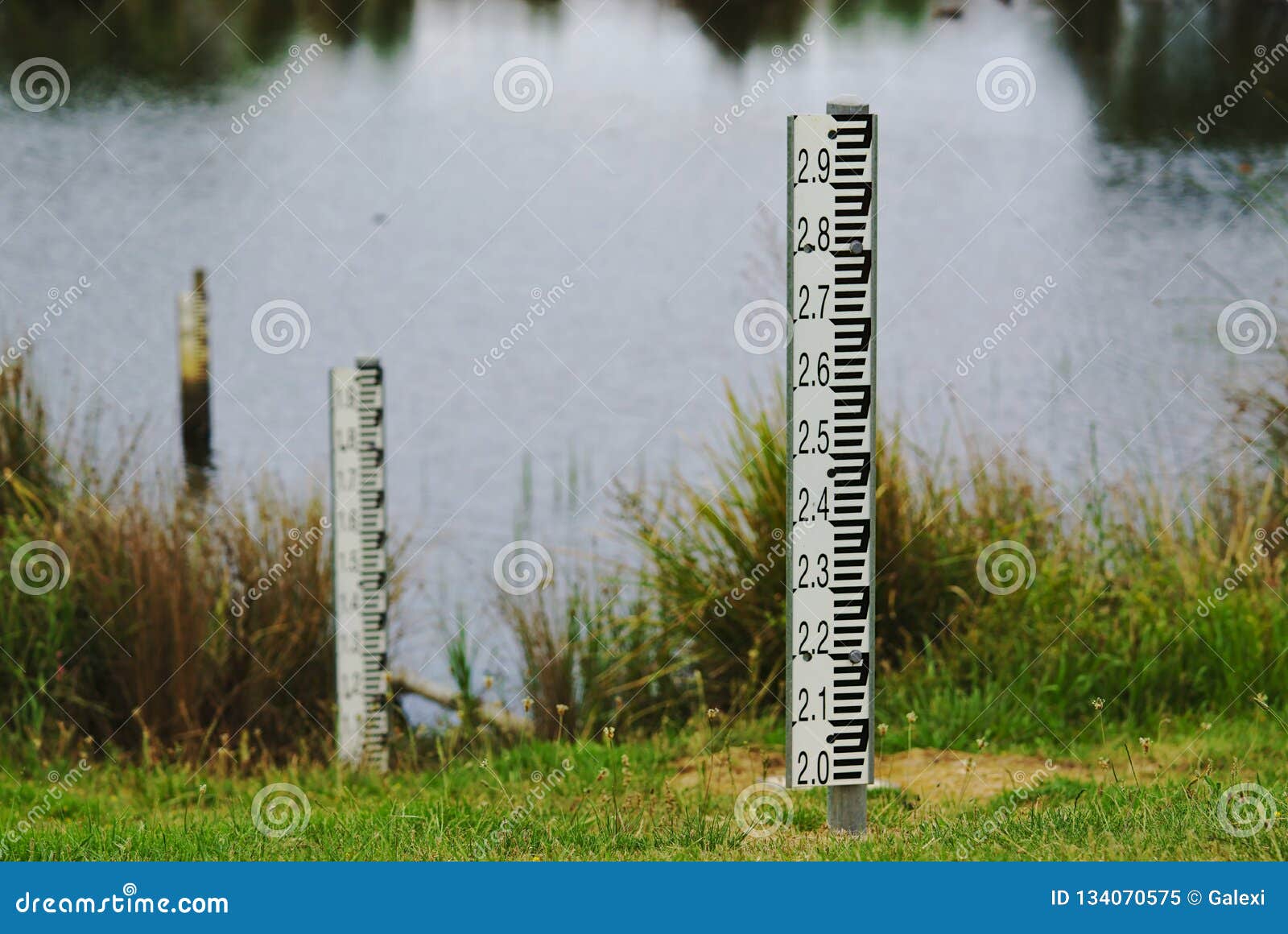 Flood Water Level Indicators Stock Image - Image of inundate, road ...