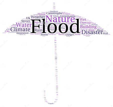 Flood word cloud shape stock illustration. Illustration of climate ...