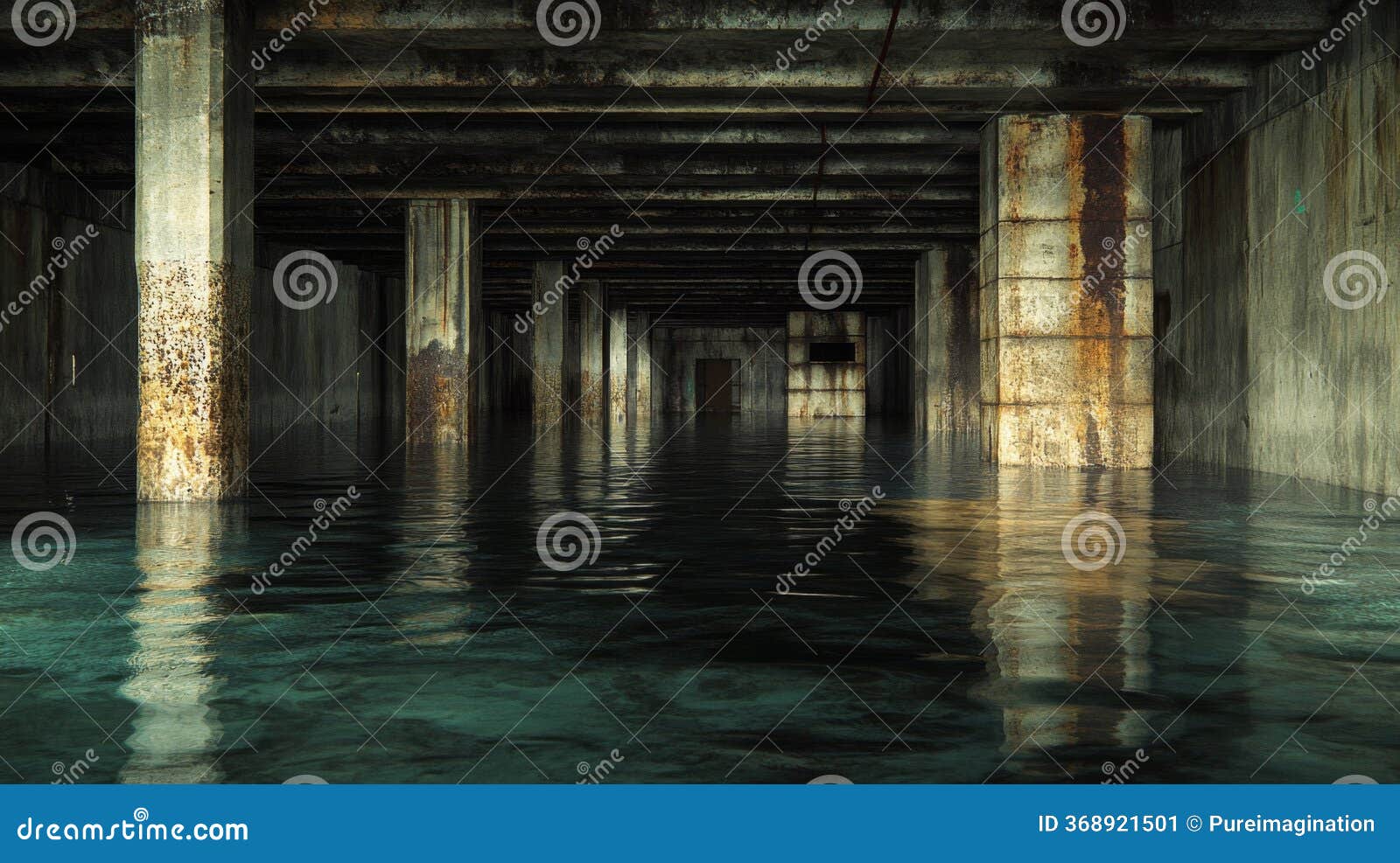 Flooded Ruins At Twilight: The Silent Aftermath. Concept Nature ...