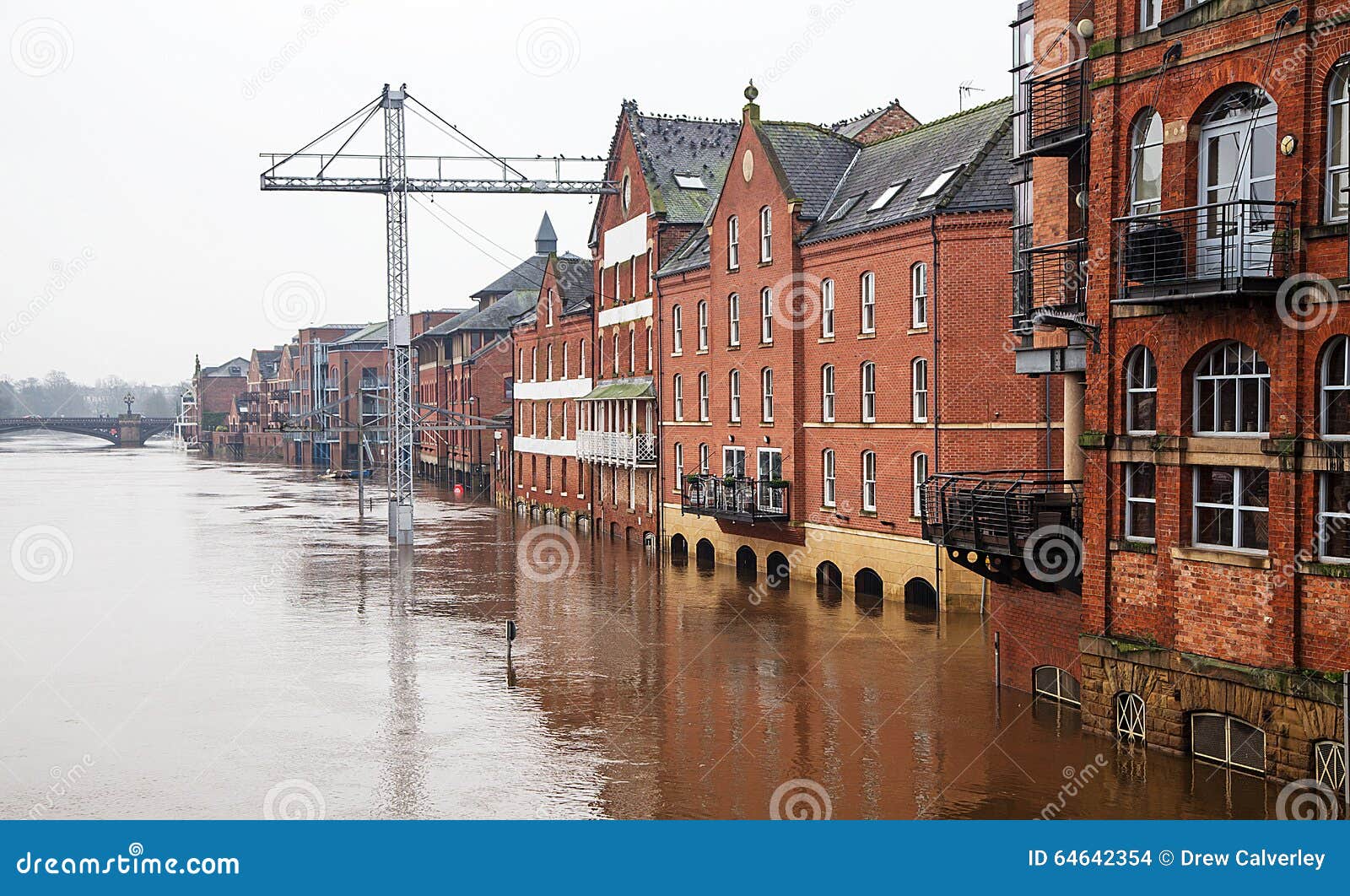 Flooded Buildings stock photo. Image of posts, closed - 64642354