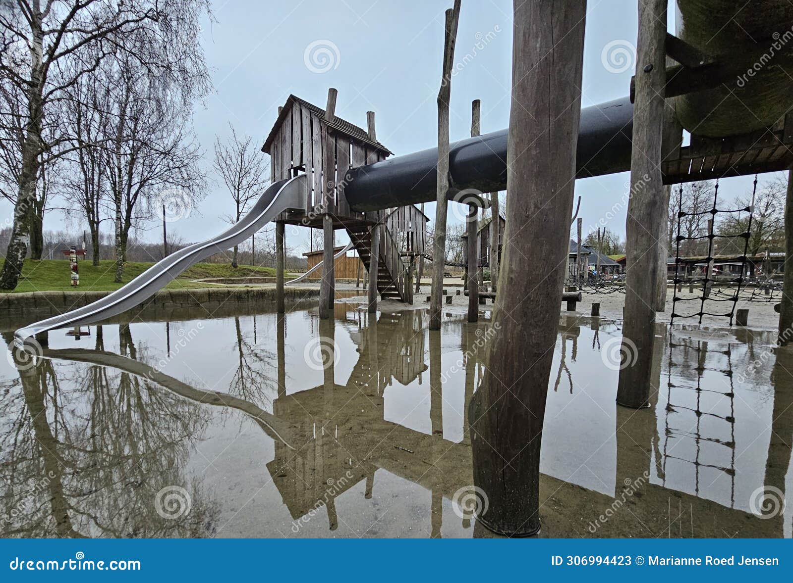 The flooded playground stock image. Image of denmark - 306994423