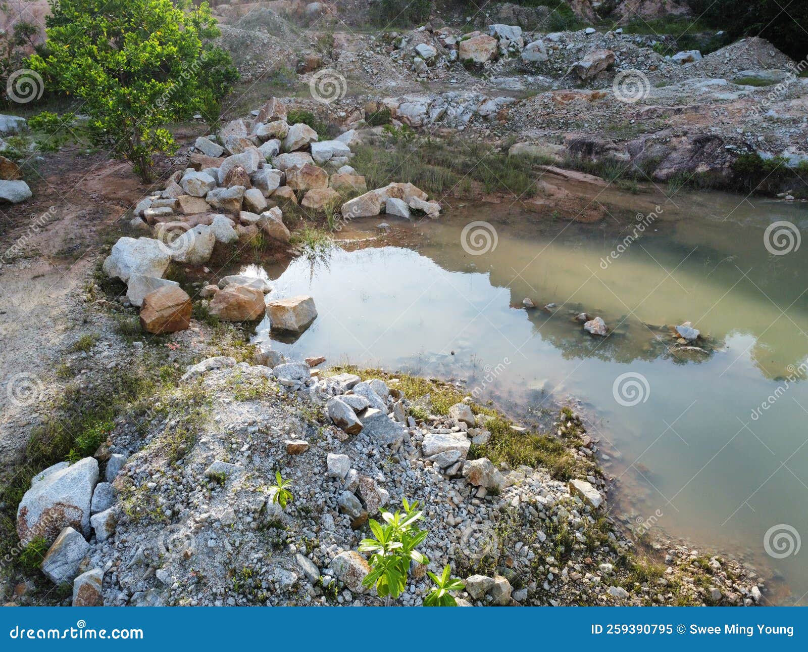 Flooded Rainwater at the Quarry Area. Stock Image - Image of desolate ...