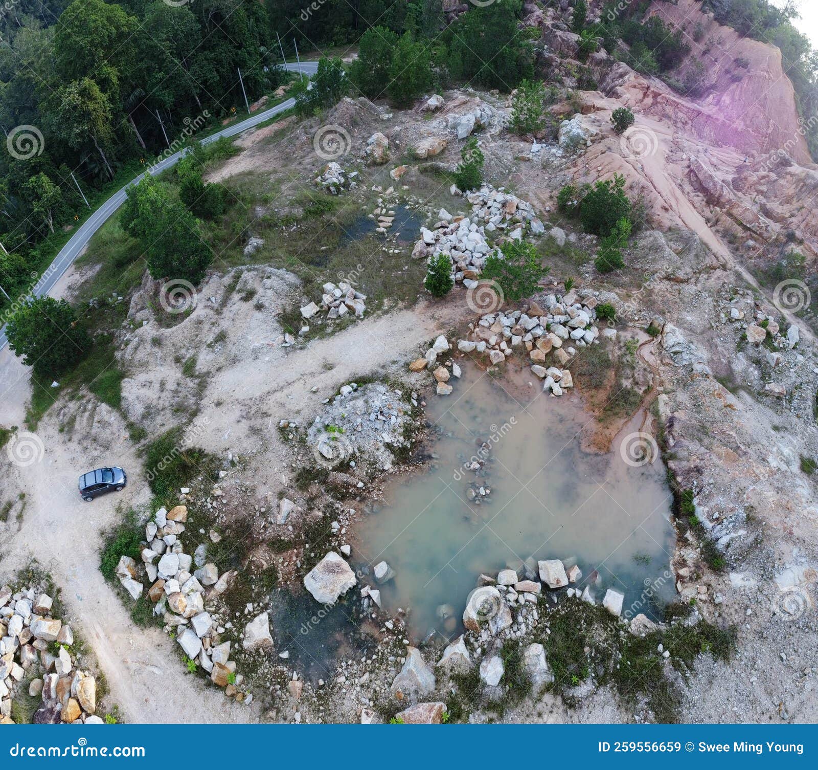 Flooded Rainwater at the Quarry Area. Stock Image - Image of weather ...