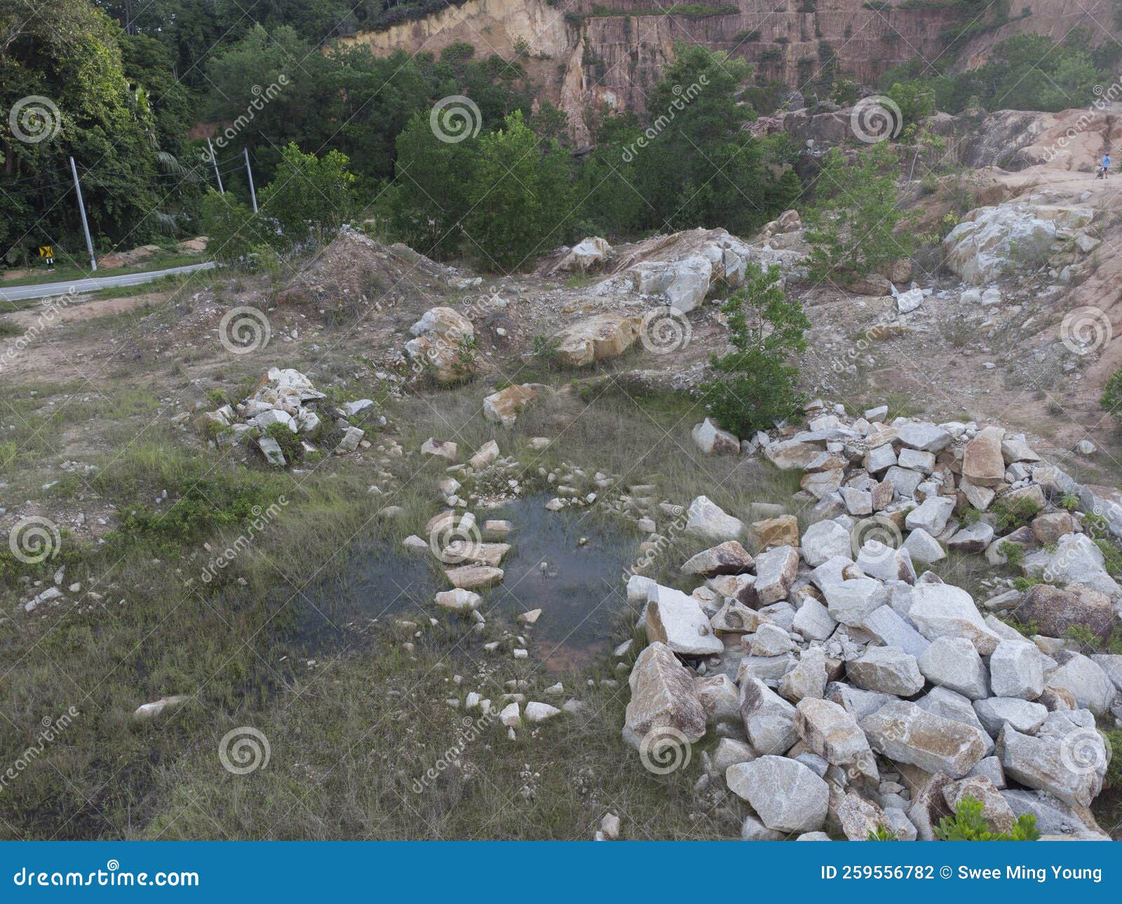 Flooded Rainwater at the Quarry Area. Stock Photo - Image of barren ...