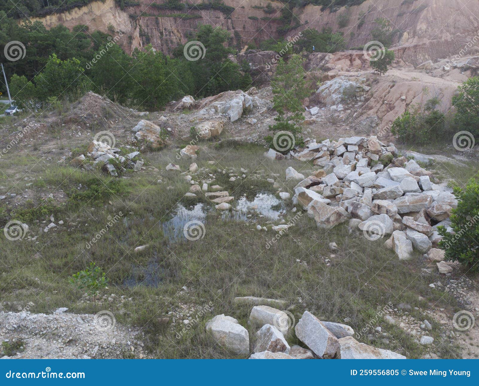 Flooded Rainwater at the Quarry Area. Stock Image - Image of rough ...