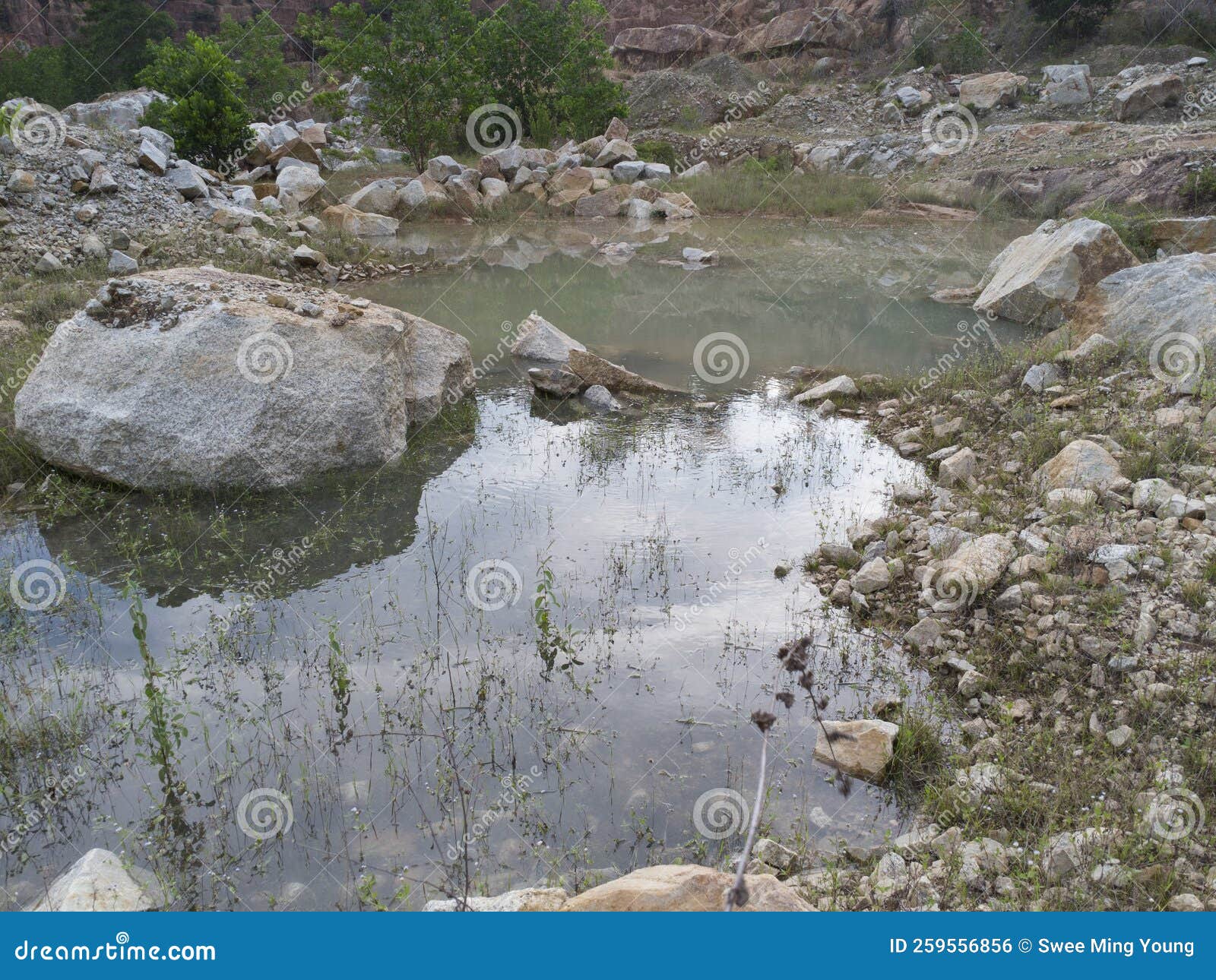 Flooded Rainwater at the Quarry Area. Stock Photo - Image of terrain ...
