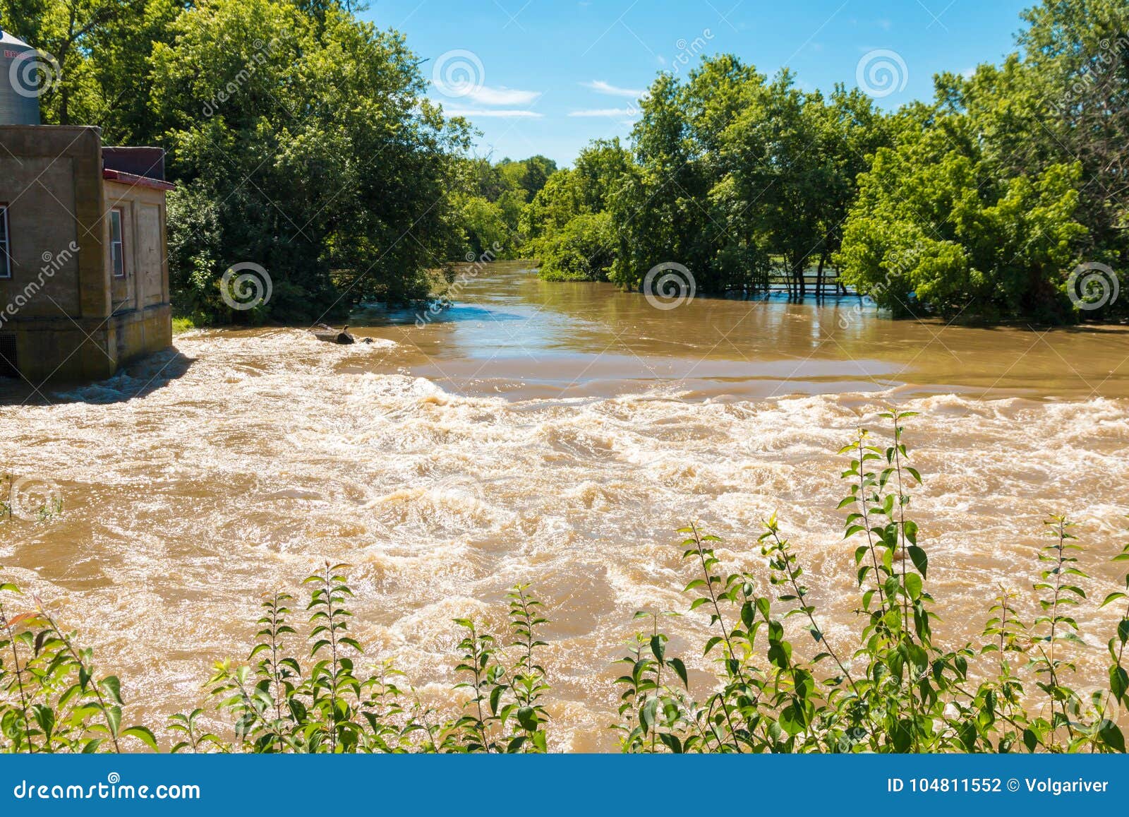 Flooded River after Heavy Rain. Stock Photo - Image of landscape, green ...