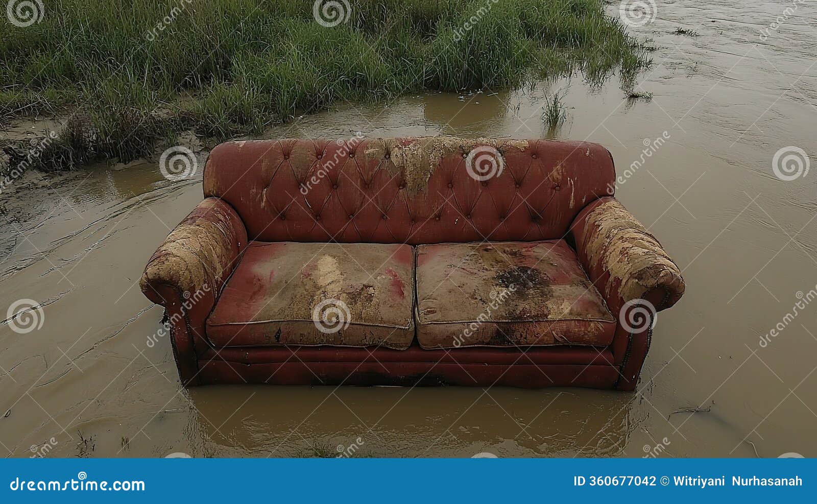 Flooded Riverbank Sofa, Mud, Debris, Aftermath, Environmental Damage ...