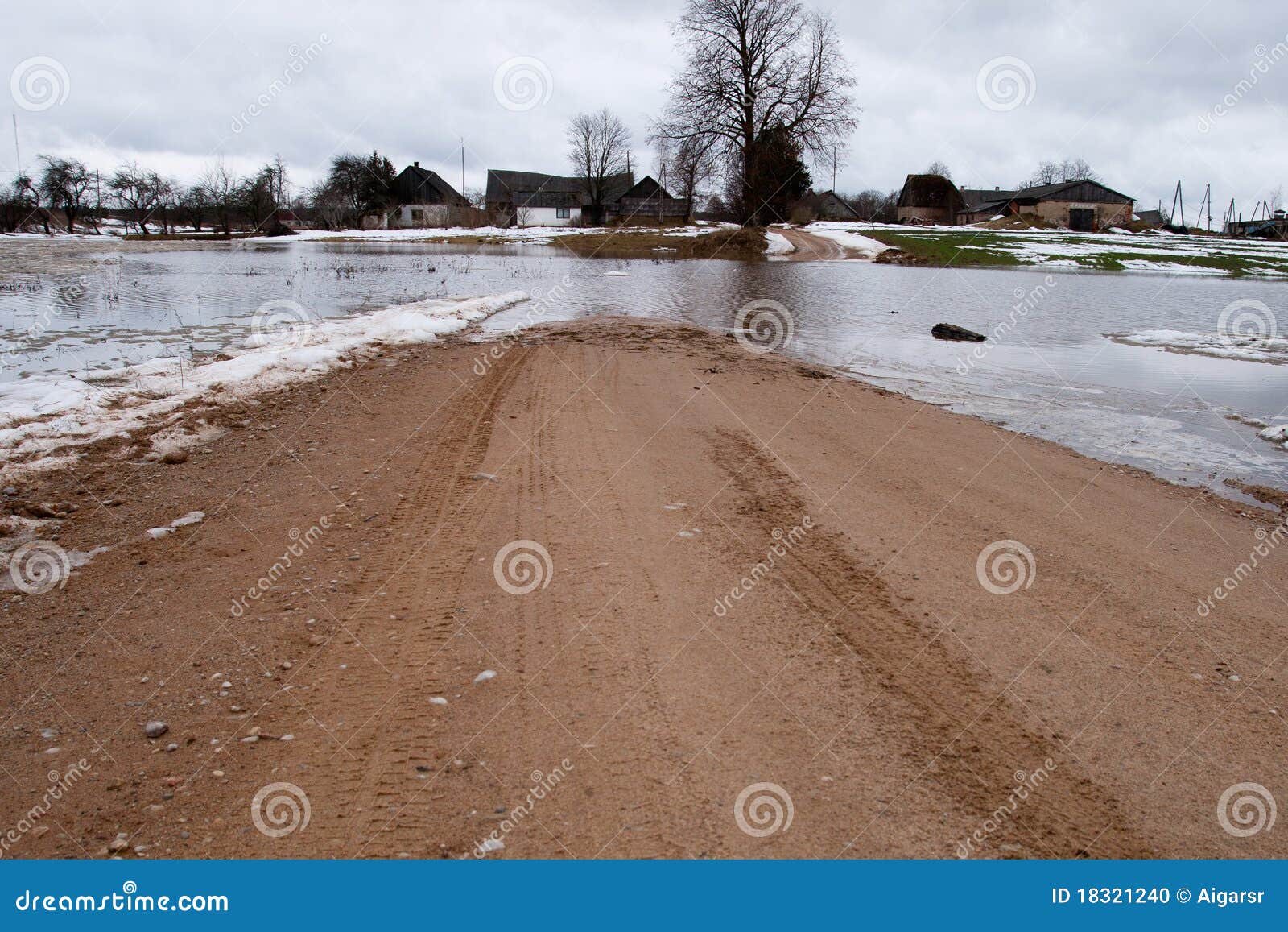 Flooded Road stock photo. Image of disaster, caution - 18321240
