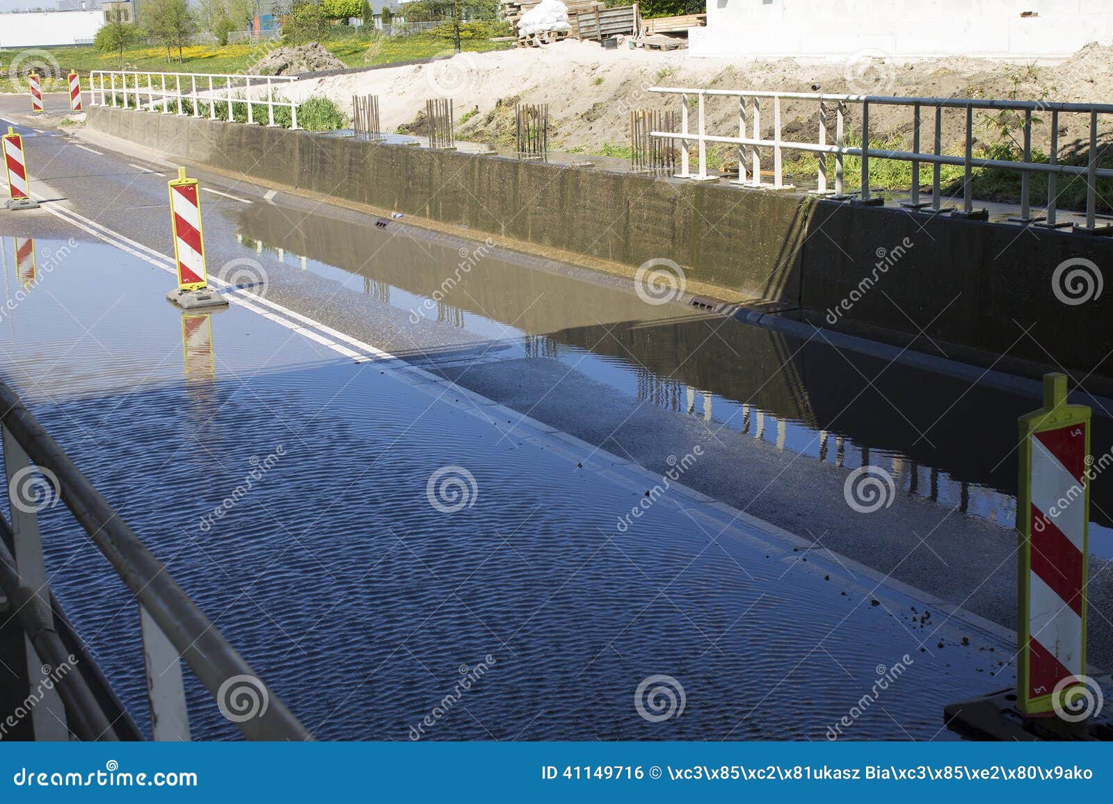 Flooded road stock photo. Image of highway, signs, water - 41149716