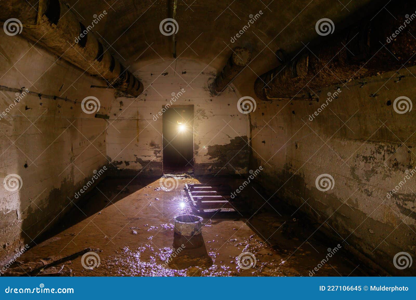 Flooded Round Abandoned Bunker with Water Reflection Stock Image ...