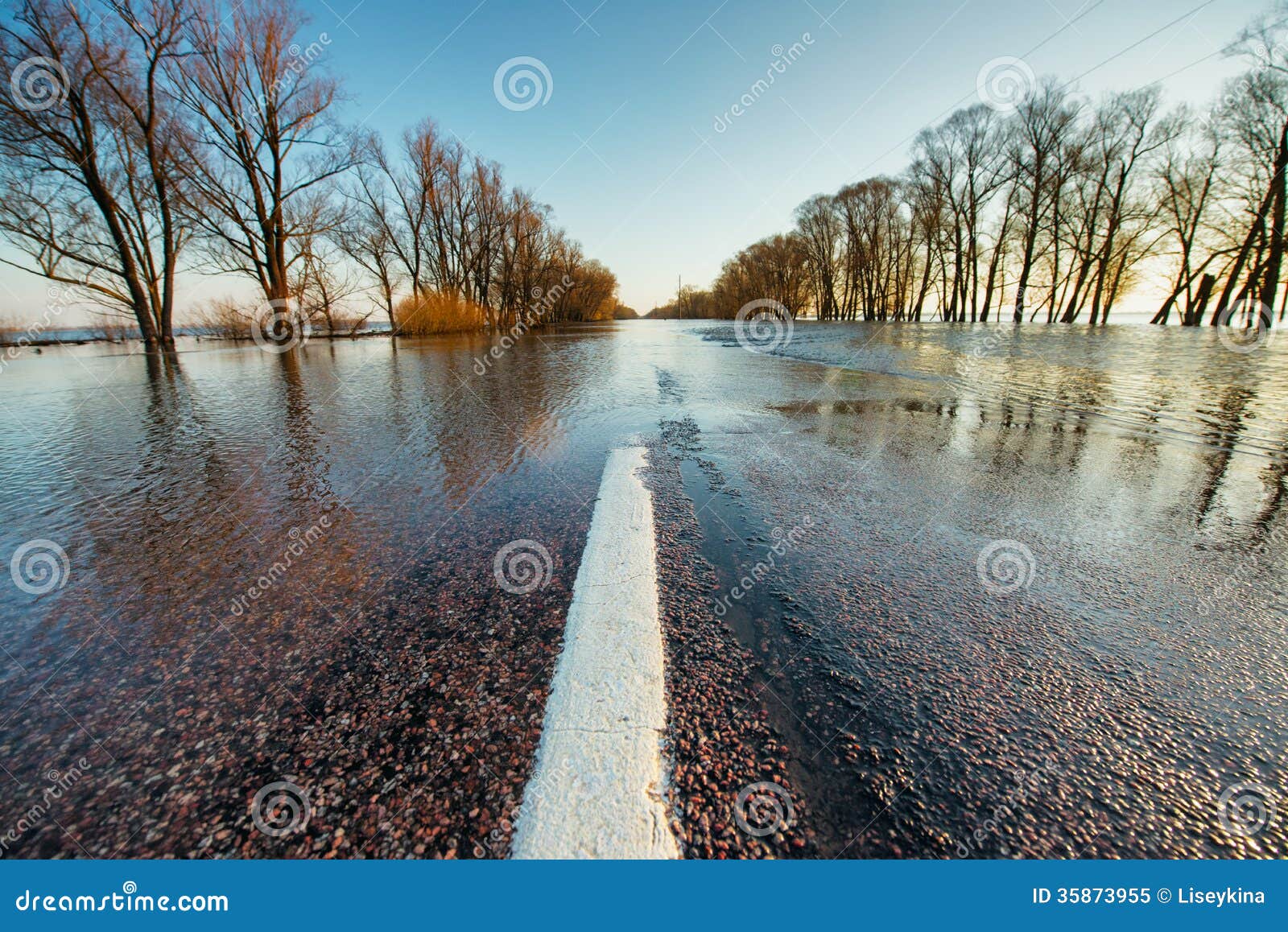Flooded Rural Road in Spring Stock Image - Image of flooding ...