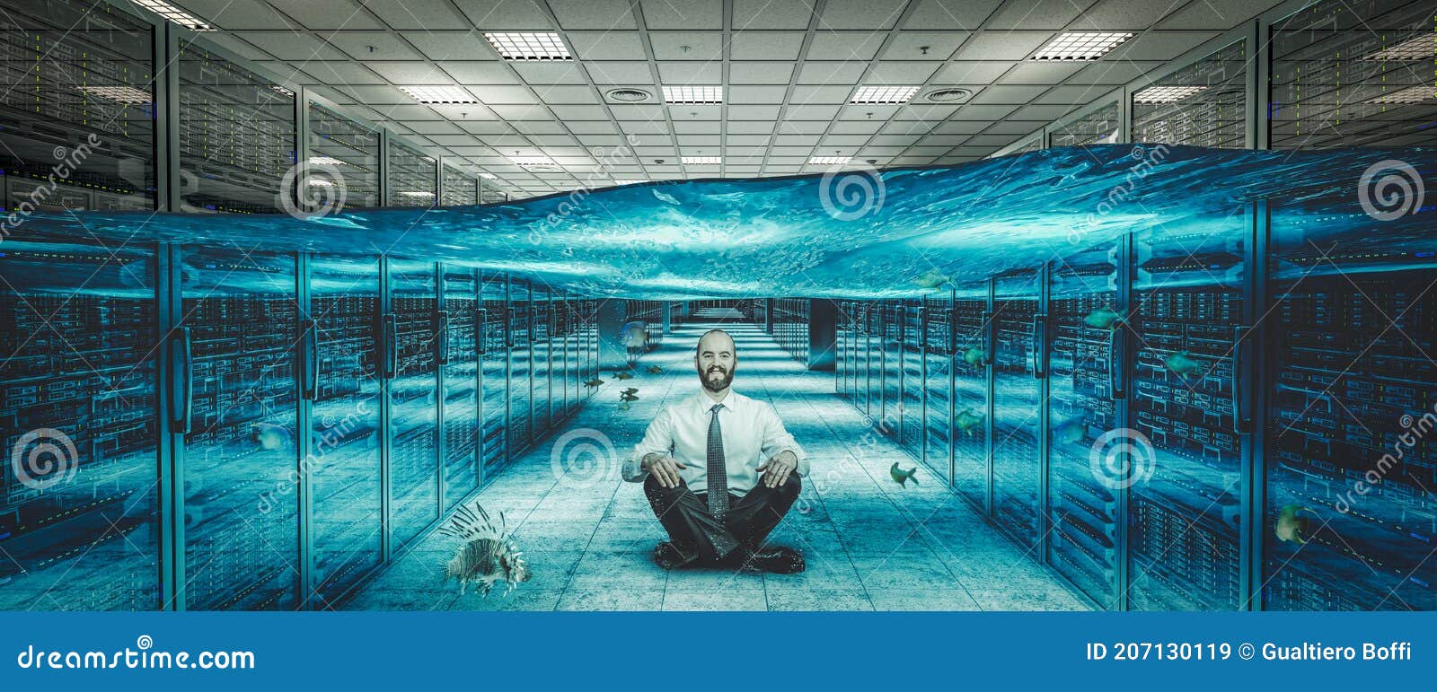 Flooded server center stock image. Image of accident - 207130119