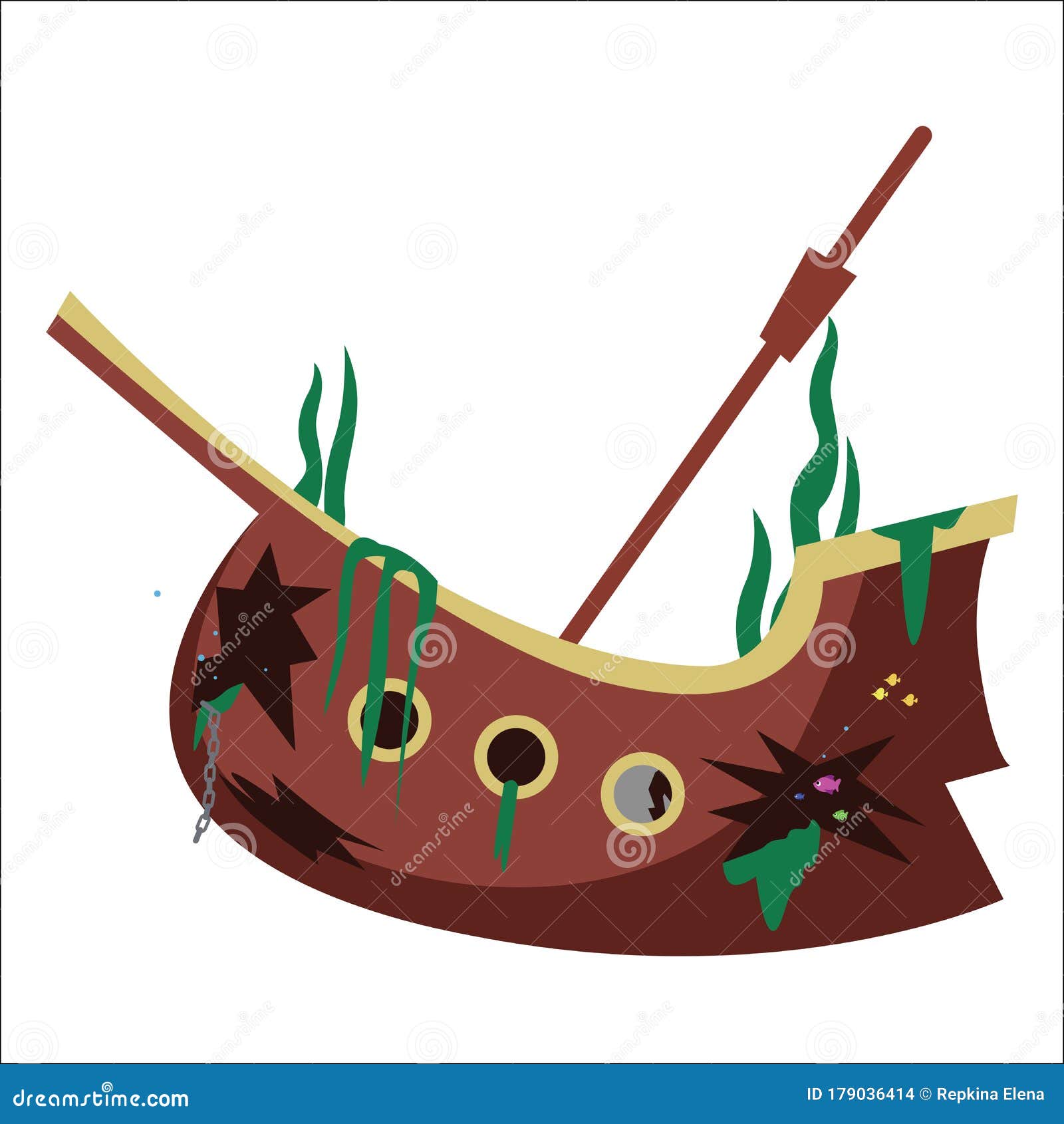 The flooded ship ghost stock vector. Illustration of isolated - 179036414