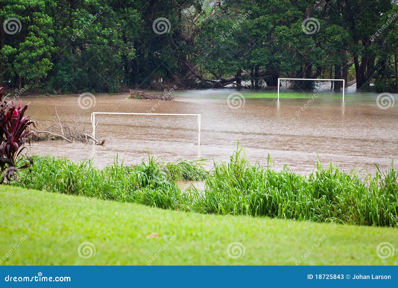 Flooded Soccer Field after Heavy Rain Stock Image - Image of field ...