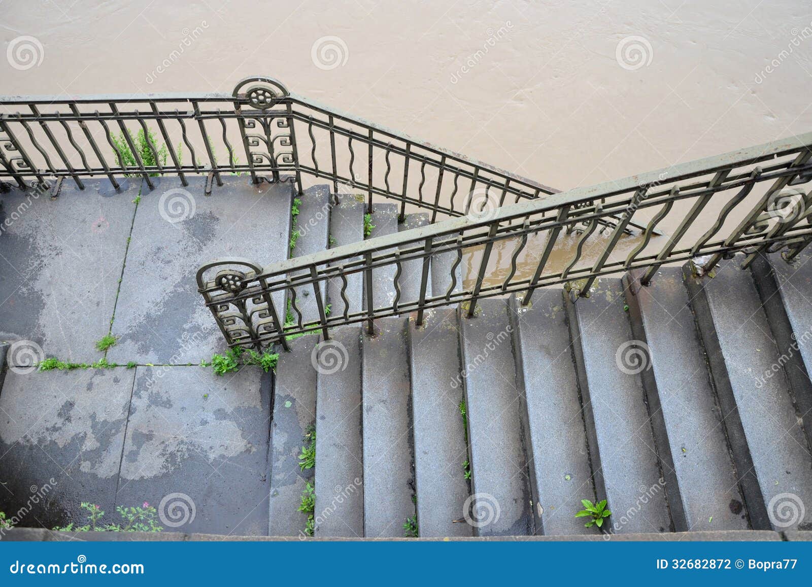 Flooded Staircase on the Waterfront in Prague Stock Photo - Image of ...