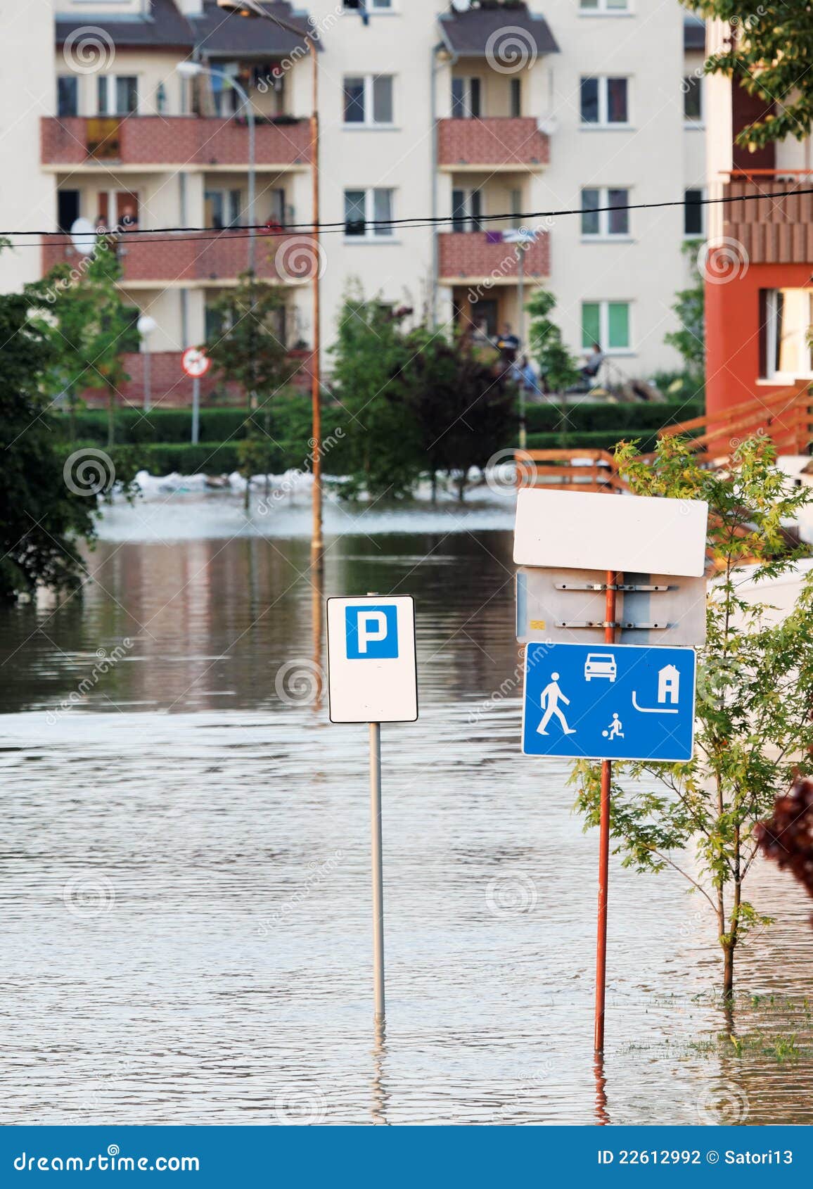 Flooded street stock photo. Image of town, poland, catastrophic - 22612992