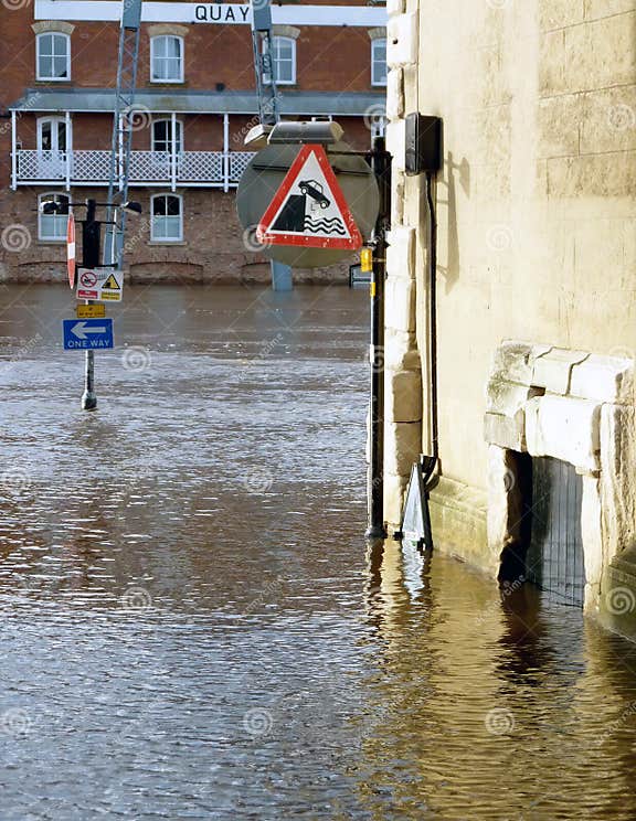 Flooded traffic signs stock photo. Image of bricks, disaster - 12413962