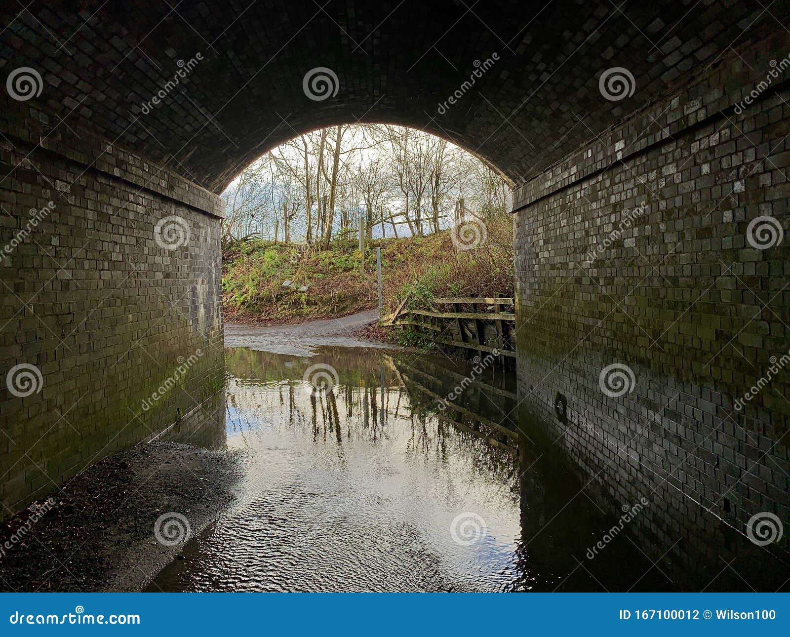 Flooded tunnel stock photo. Image of road, arch, brick - 167100012