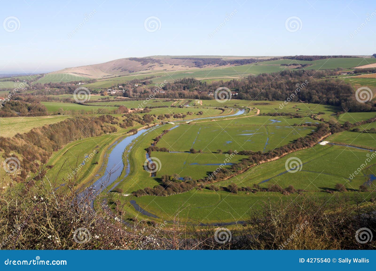 Flooded Valley stock photo. Image of plain, fields, hills - 4275540