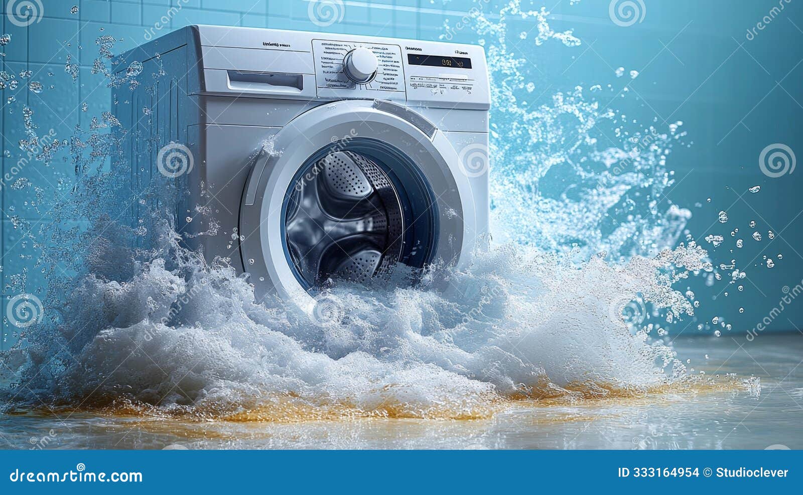 Flooded Washing Machine in Action Generative AI Stock Illustration ...