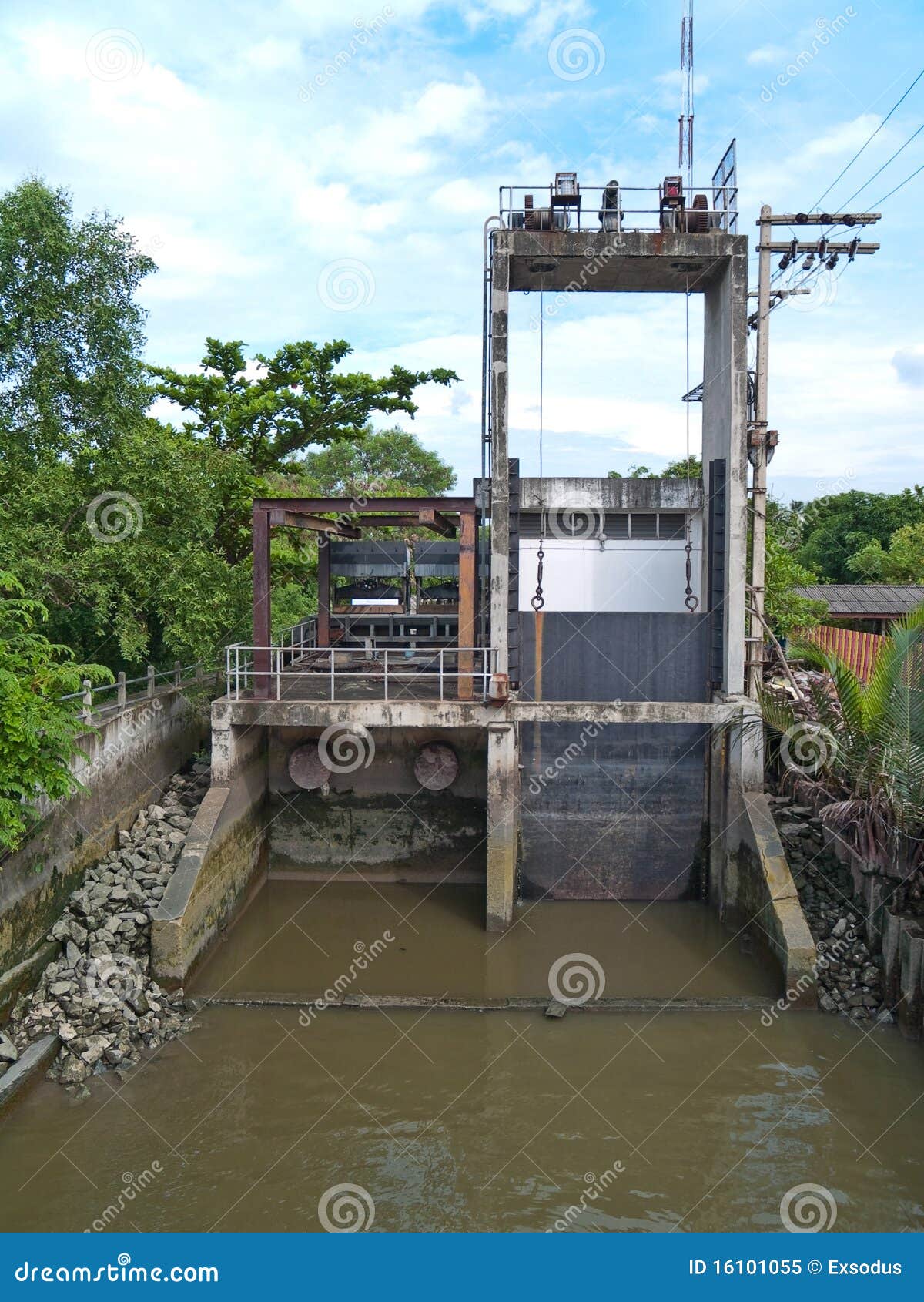 Floodgate stock image. Image of electricity, cloud, engineering - 16101055