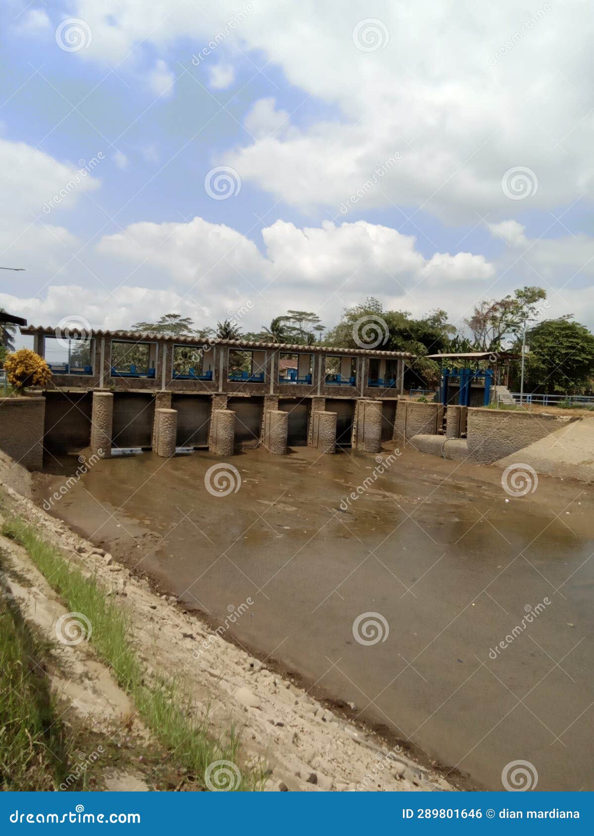 The Floodgates of the Dam Open during the Dry Season Stock Photo ...