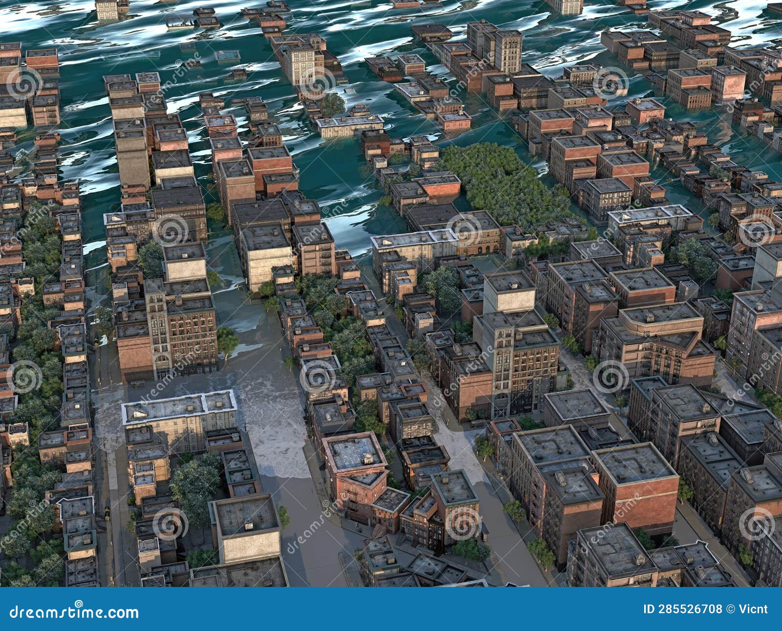 Flooding City Disaster. Concept Idea Stock Illustration - Illustration ...