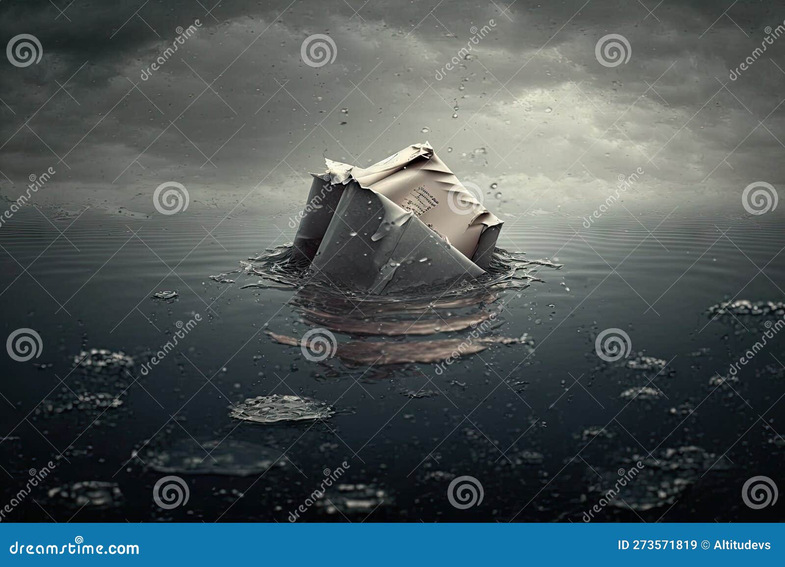 Flooding with Debris, Floating on Water Surface Stock Illustration ...