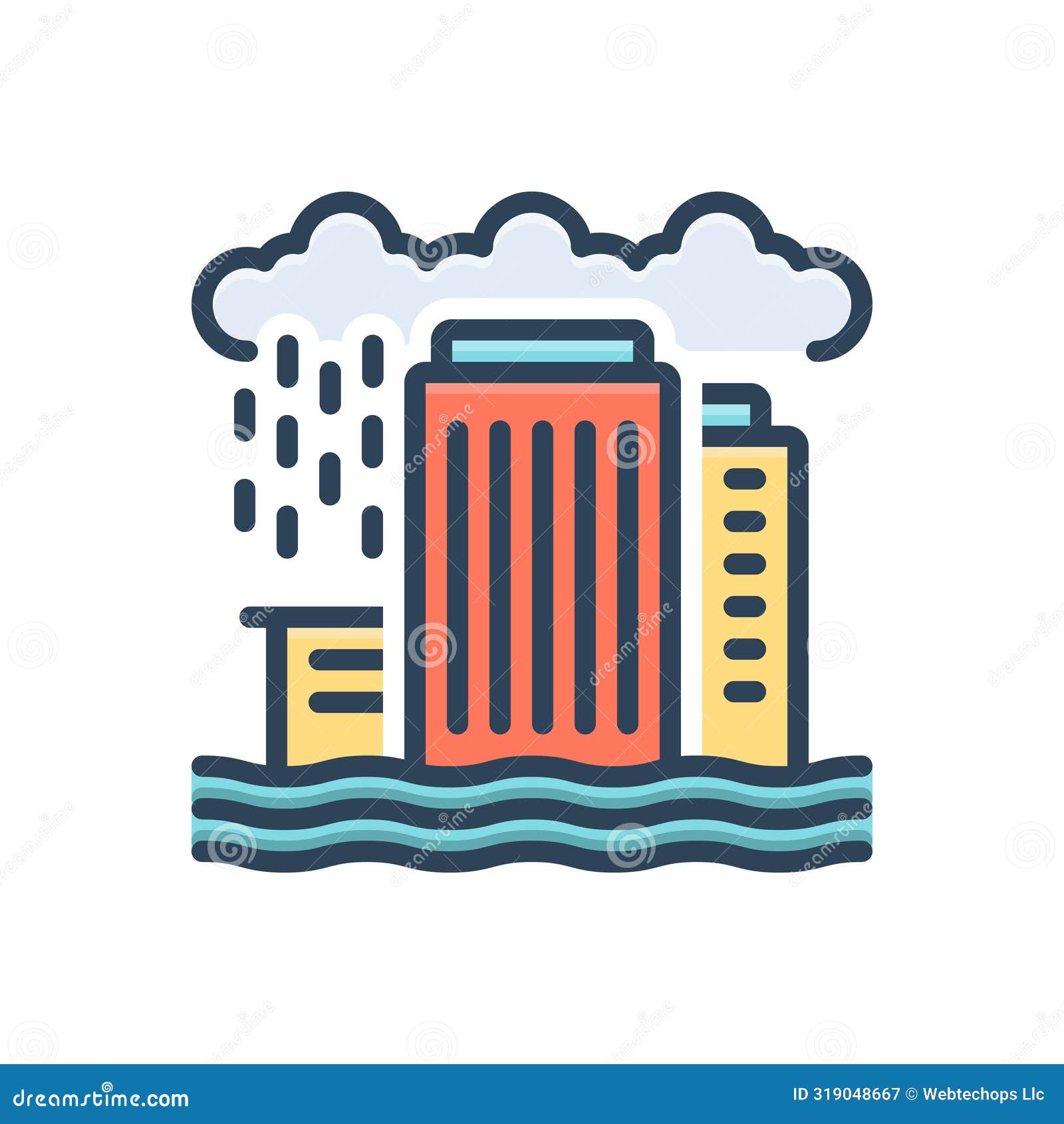 Color Illustration Icon for Flooding, Deluge and Flood Stock Vector ...