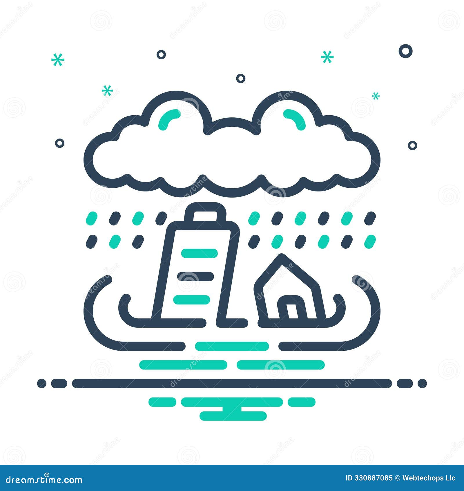 Mix Icon for Flooding, Disaster and Heavy Stock Illustration ...