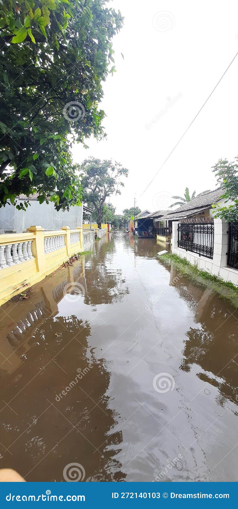 Flooding that Inundated the Road Village Stock Image - Image of village ...