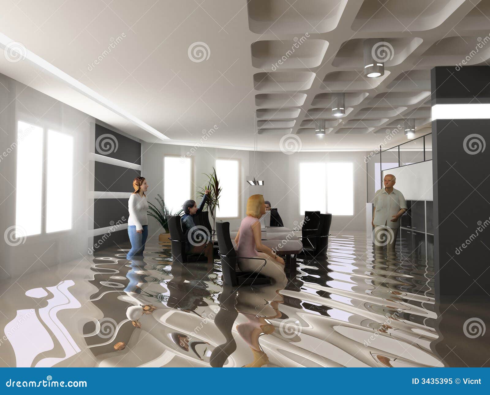 Flooding office stock illustration. Illustration of office - 3435395