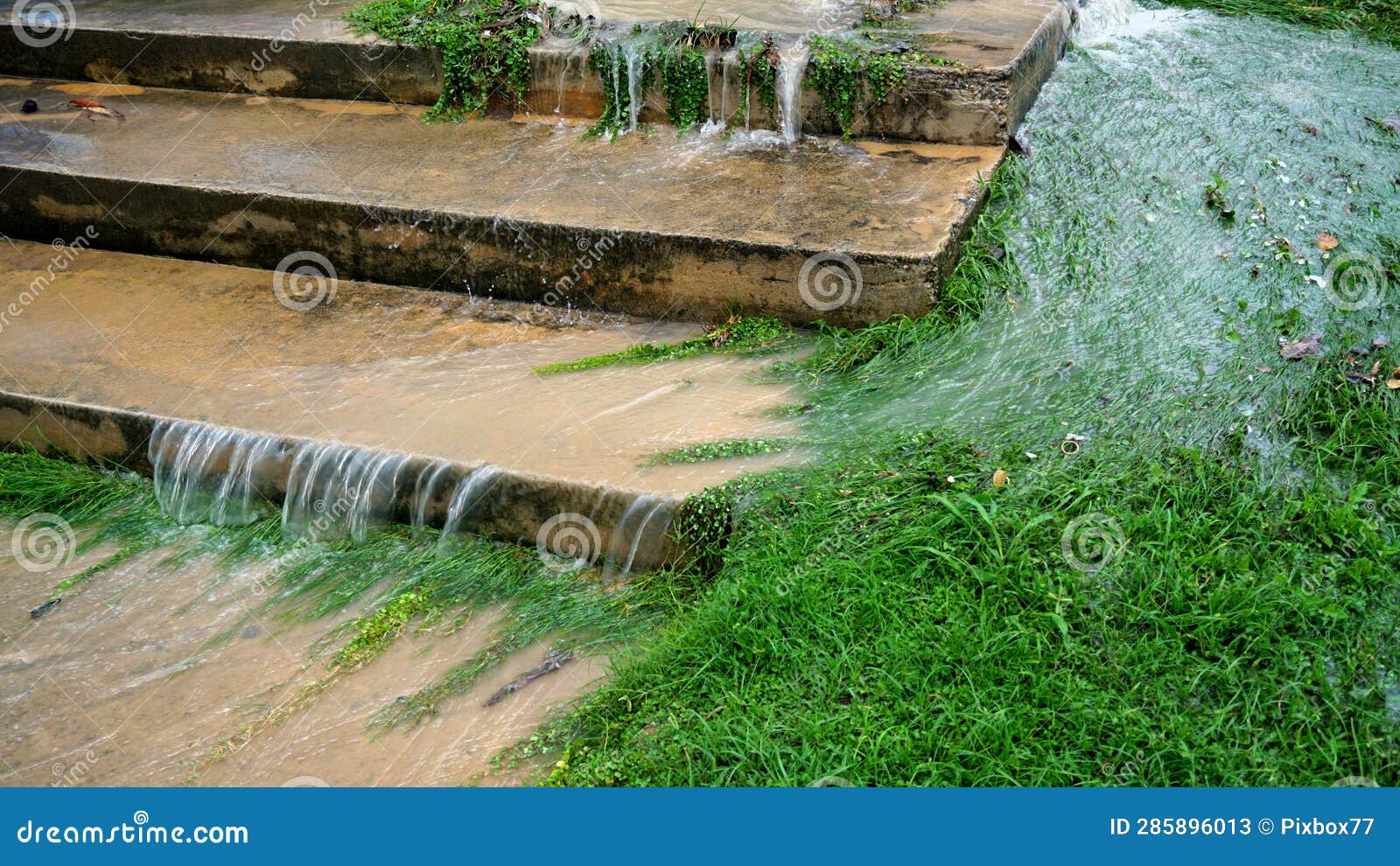 Flooding Overflow To Steps and Garden, Flood after Rain Stock Image ...