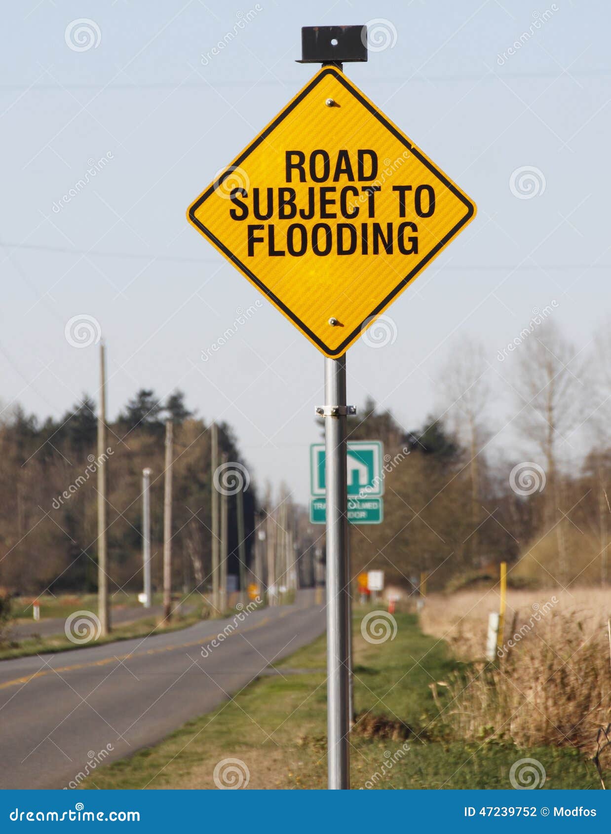 Flooding Sign stock photo. Image of advisory, street - 47239752