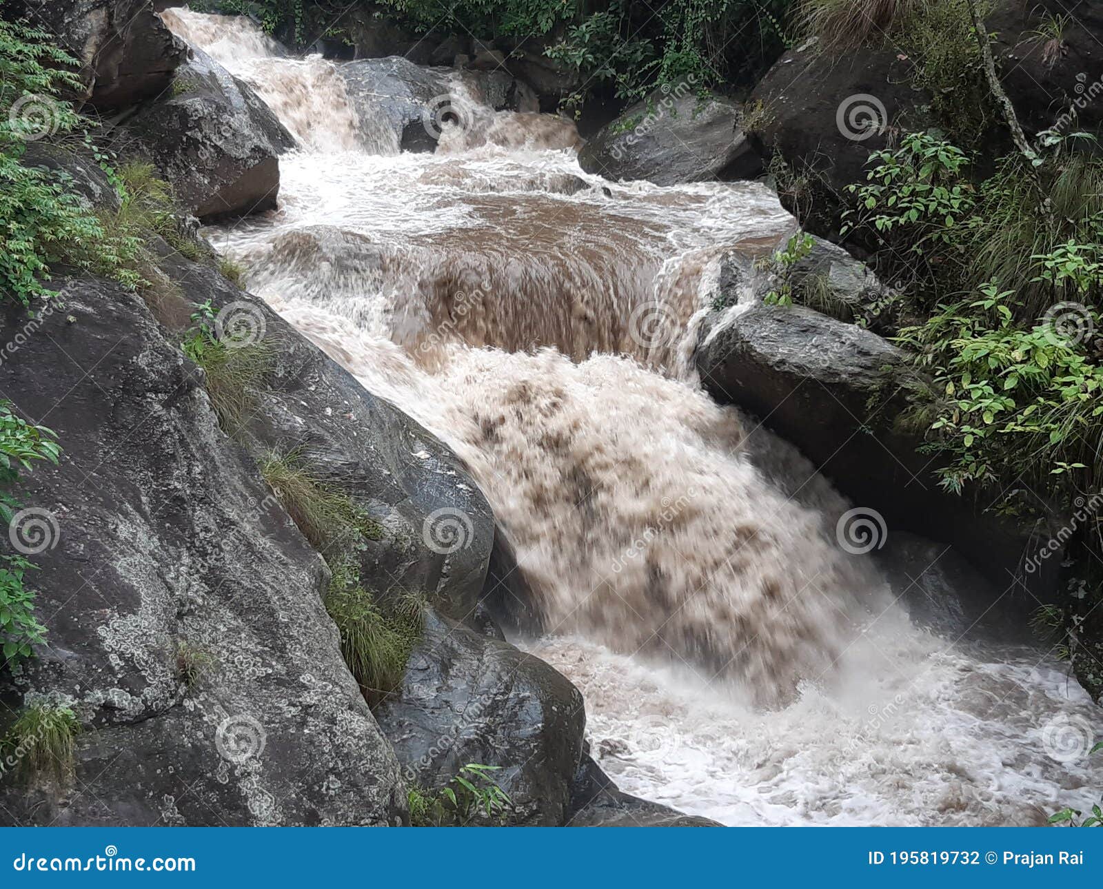 Flooding in Waterfall in Small River Stock Photo - Image of small ...