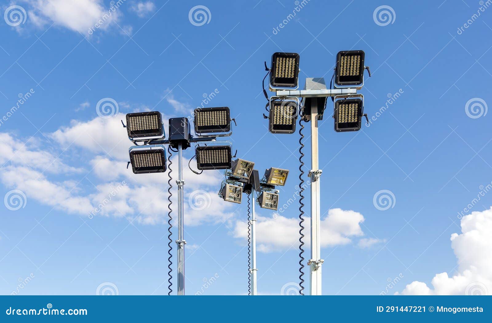 Floodlights for Construction Sites. Telescopic Lamps Stock Image ...