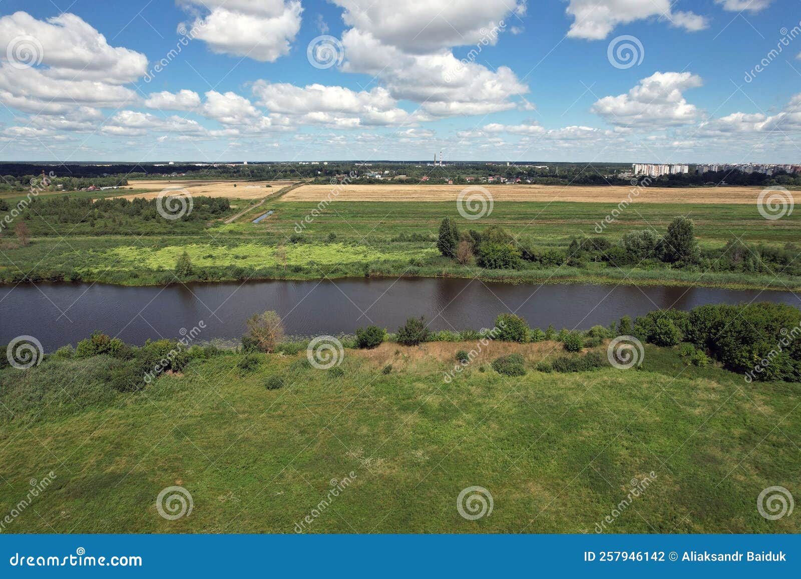 Floodplain of the Pina River with a Meadow in a Wild Landscape and a ...