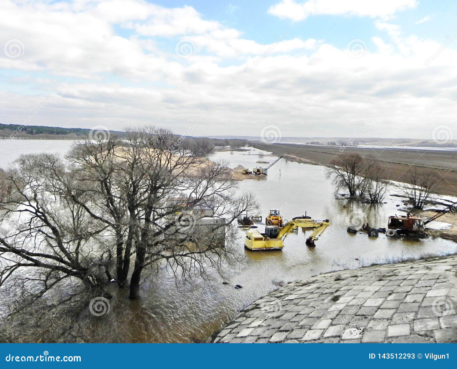 Floods in the Spring. Spring Flood Turned a Small River into a Large ...