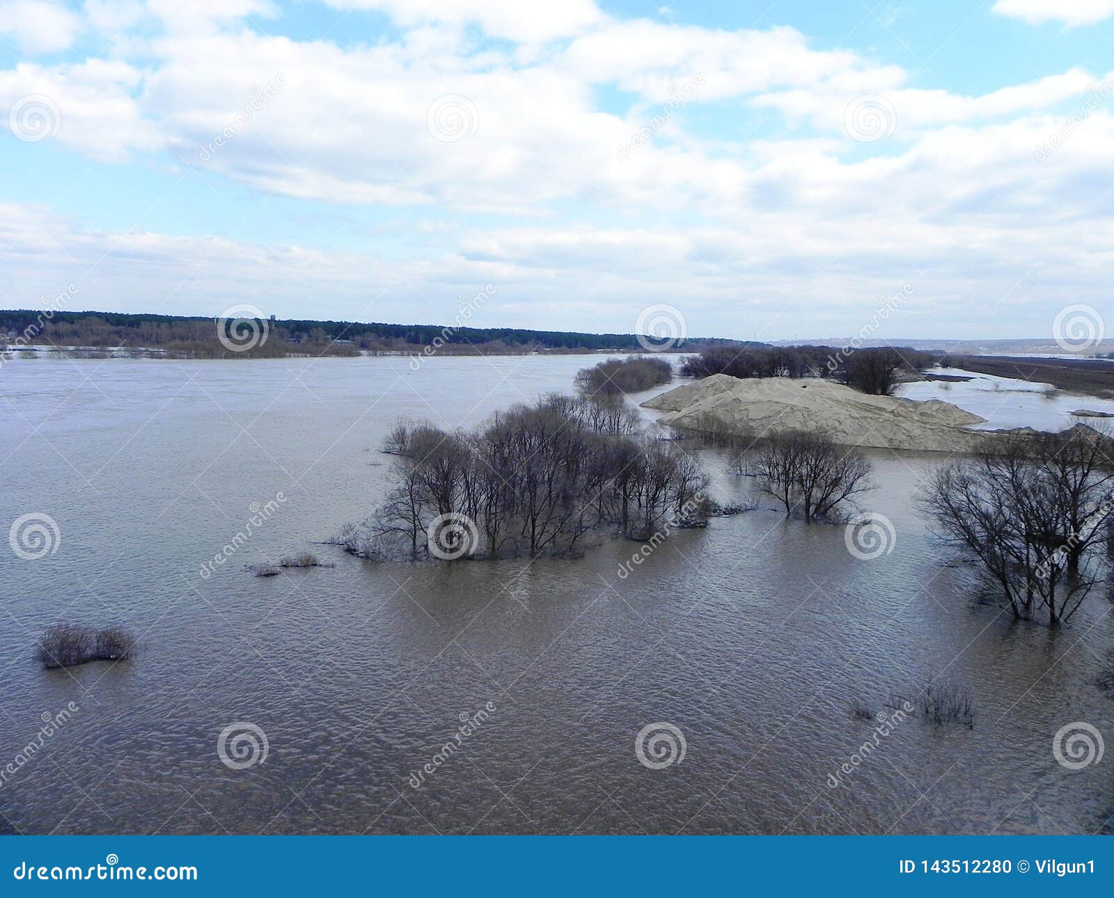 Floods in the Spring. Spring Flood Turned a Small River into a Large ...