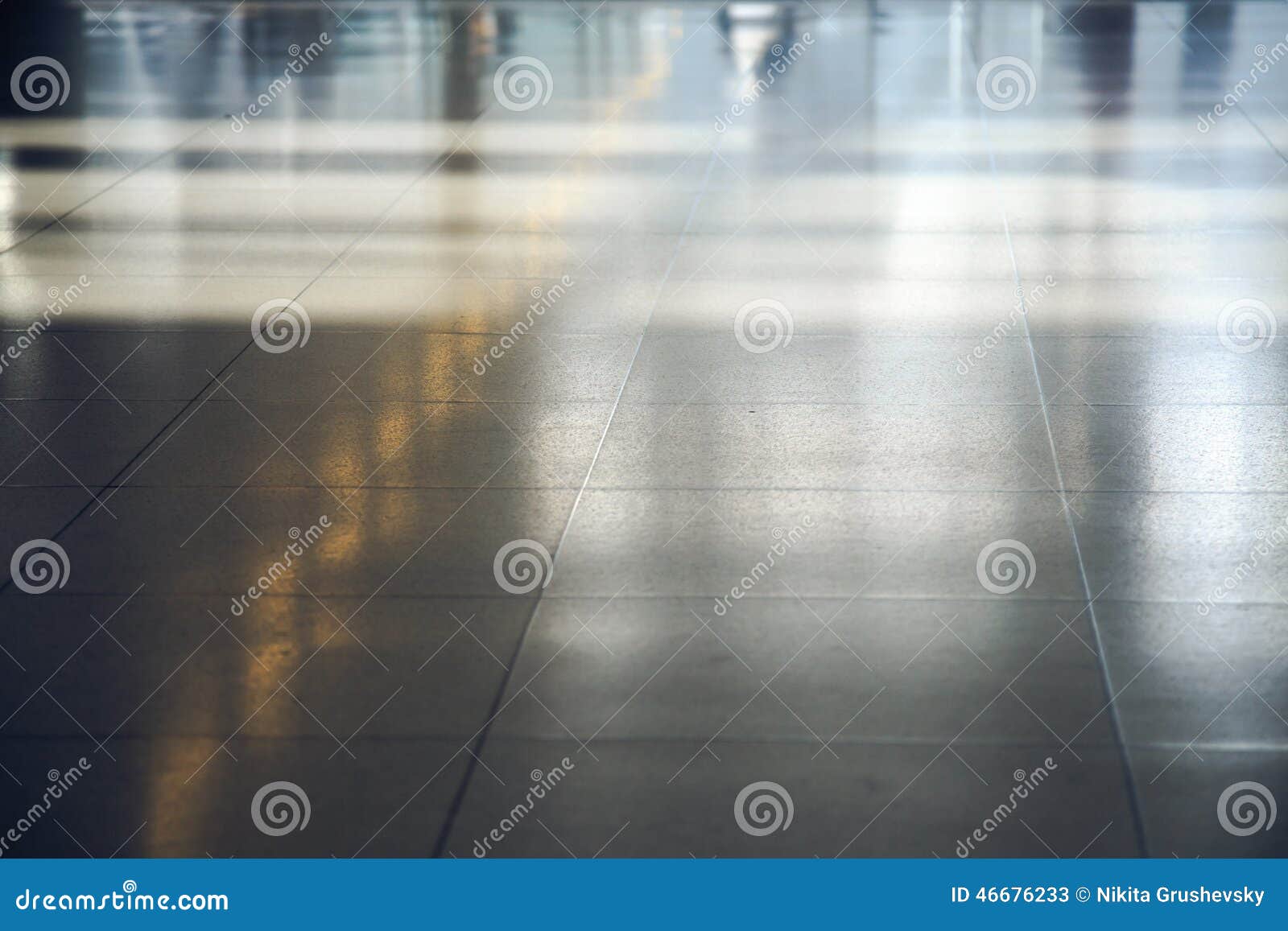 Floor in the Airport with Reflections of Light. Stock Image - Image of ...
