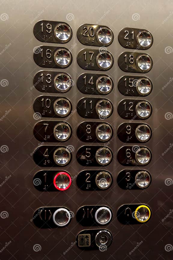 Floor Buttons in the Elevator Stock Photo - Image of movement, light ...