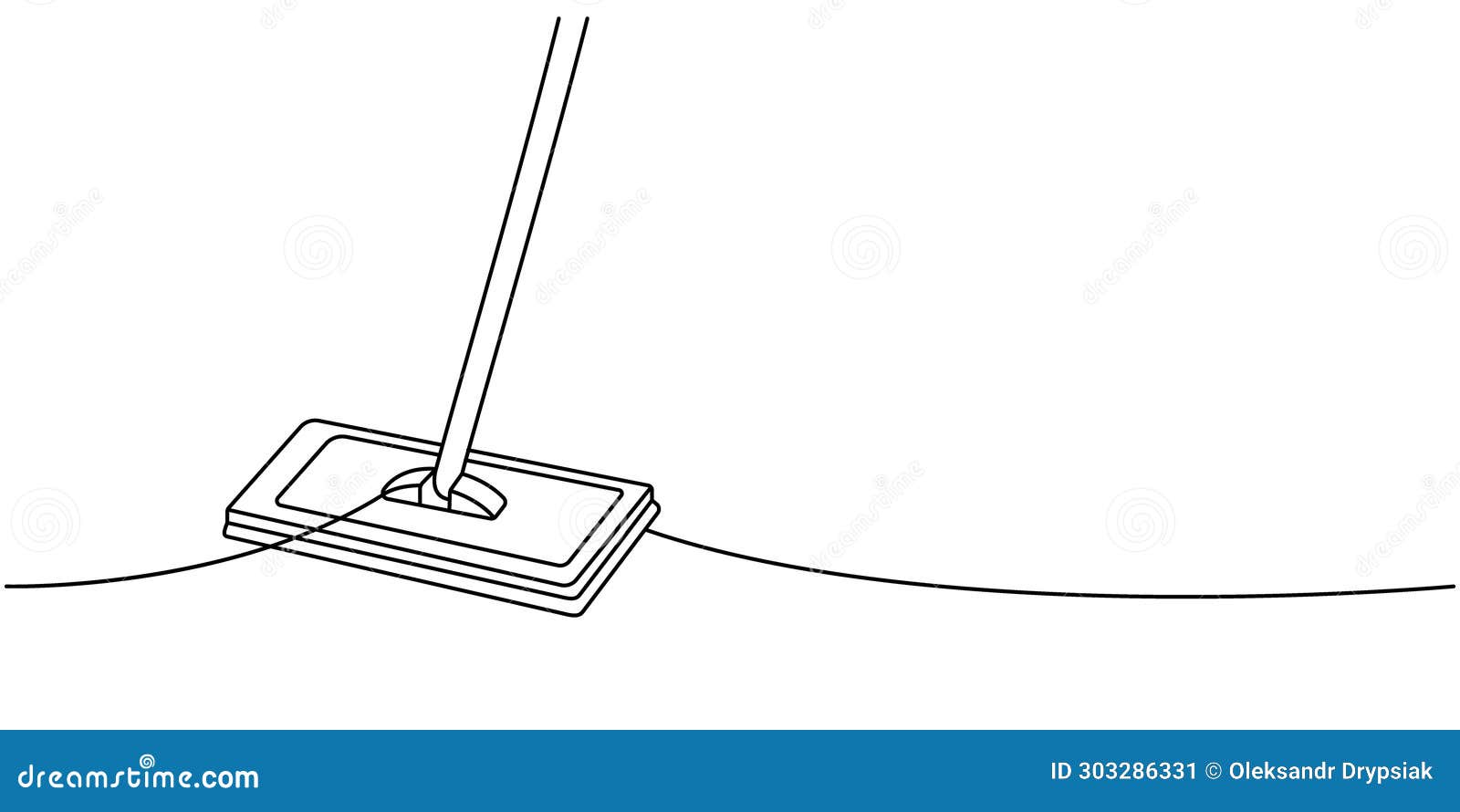 Floor Cleaning Mop One Line Continuous Drawing. Cleaning Service Tools ...
