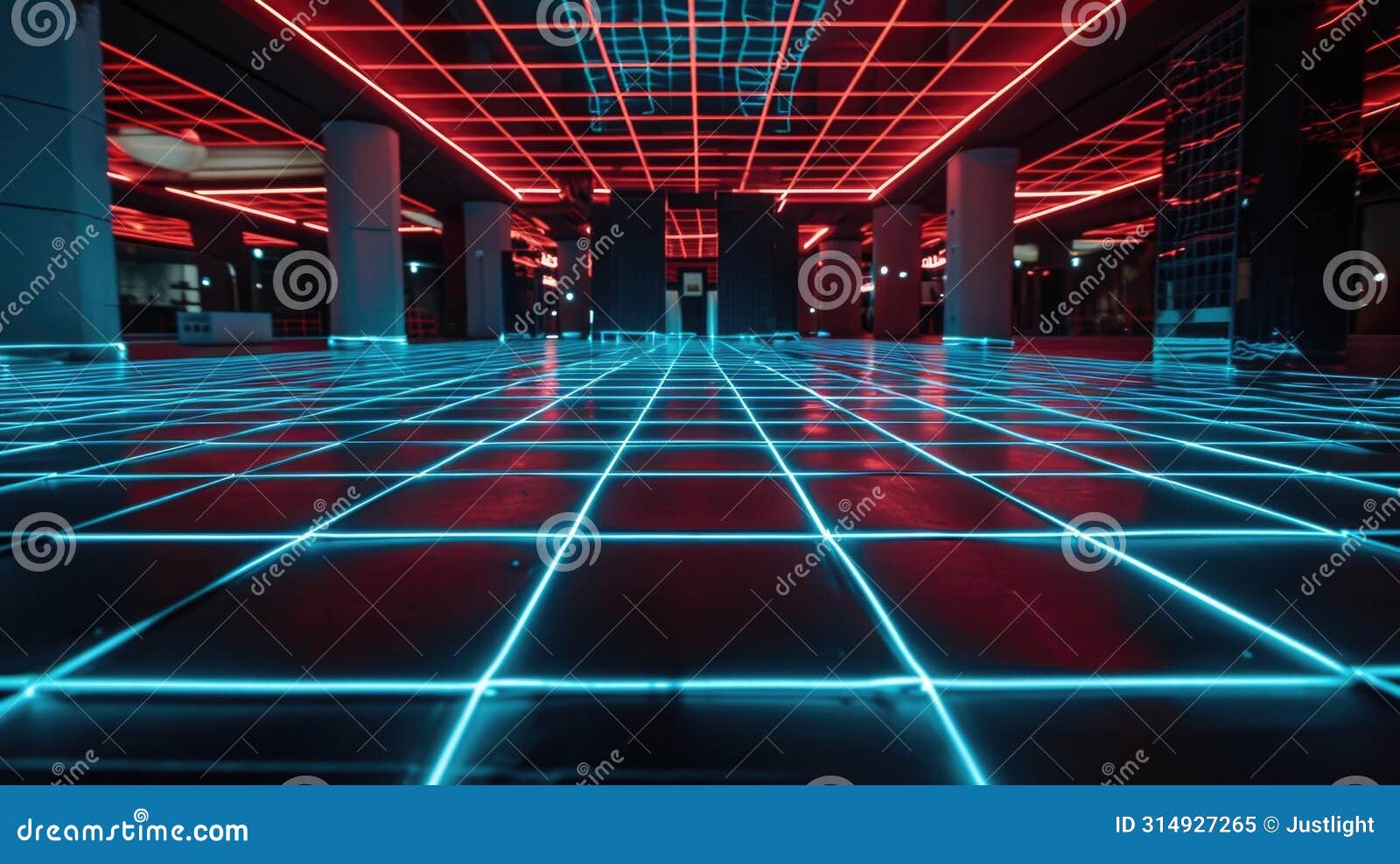 The Floor is Covered in a Neon Grid Pattern Reminiscent of the Iconic ...